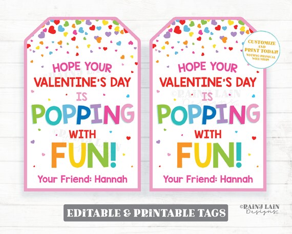 Valentine Pop Gift Tag Popping With Fun Tag Pop Fidget Toy - Etsy