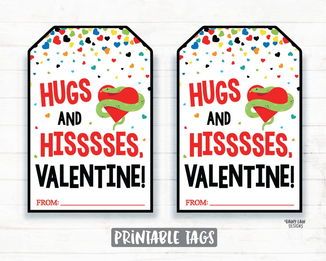 Hugs and Hisses Snake Valentine, Toy Snake Candy, Fidget Snake Tags ...