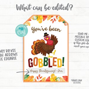 You've Been Gobbled Tag, You've Been Gobbled Printable Tag ...