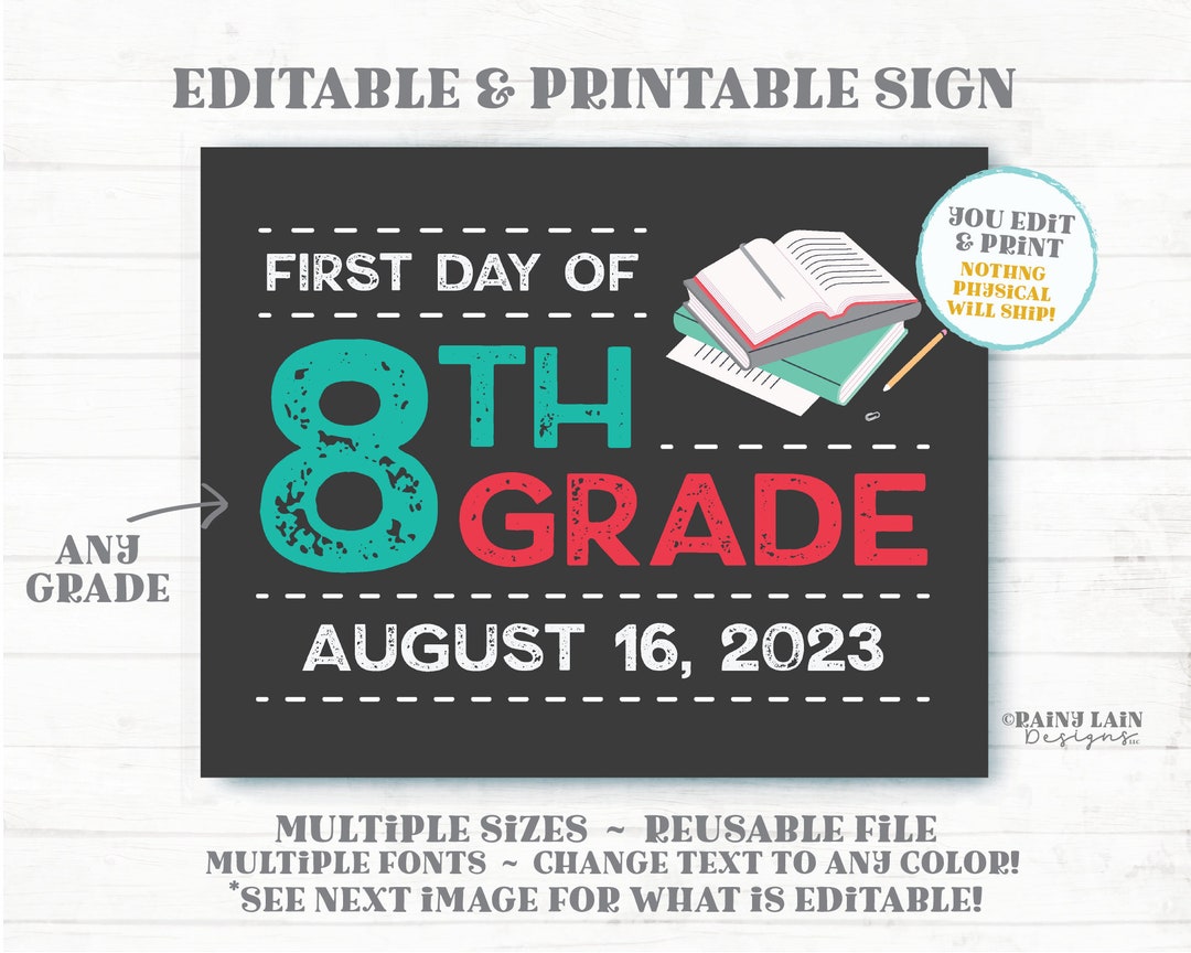 School Sign First Day Template, Editable First Day of School Printable ...