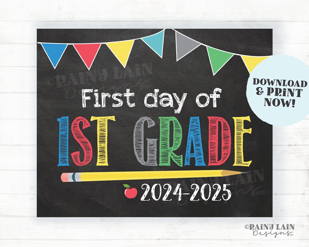 First Day of 1st Grade Sign Boy Printable First Day of School Sign Back ...