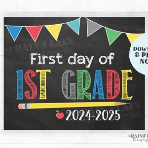 First Day of 1st Grade Sign Boy Printable First Day of School Sign Back ...