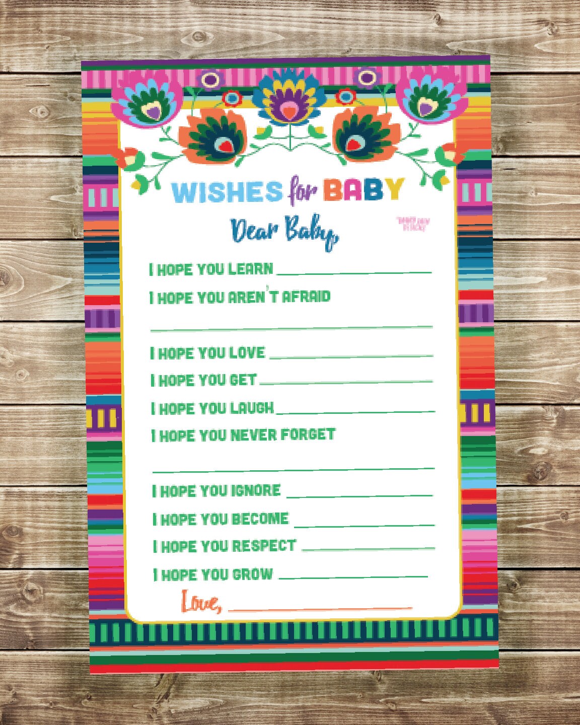 Wishes for Baby Dear Baby Printable Fiesta Baby Shower Baby | Etsy