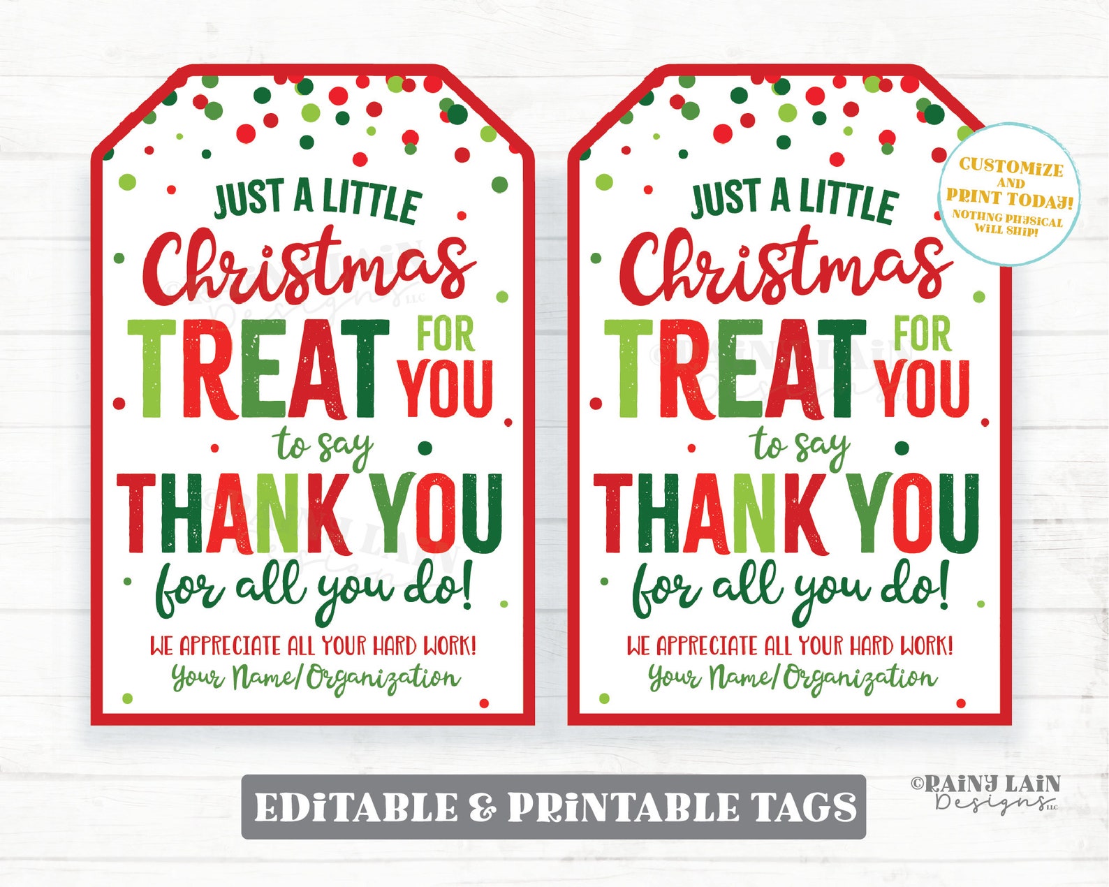 Christmas Treat Thank You Tag Holiday Appreciation Gift Tags - Etsy