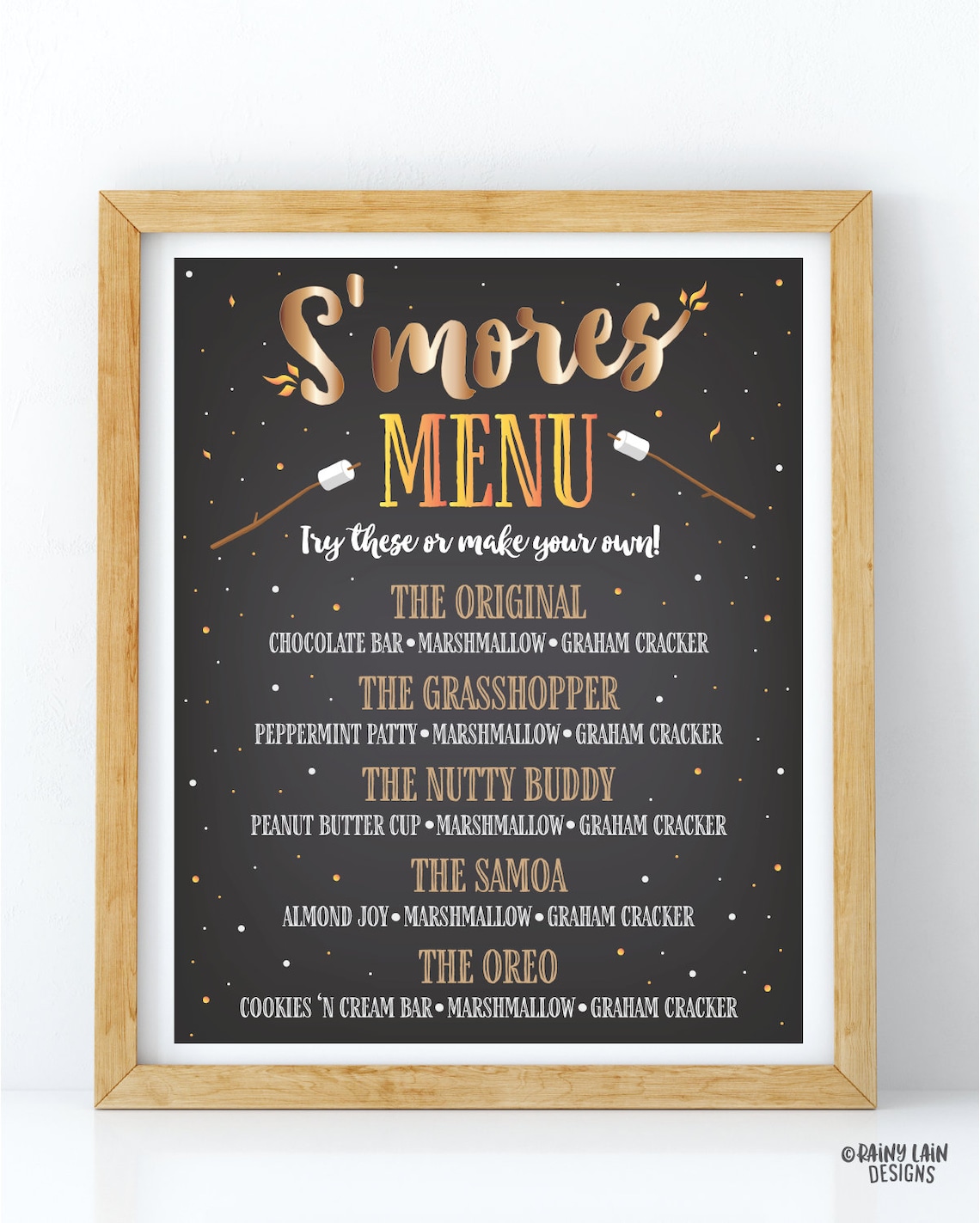 S'mores Menu Printable Smores Menu S'mores Sign - Etsy