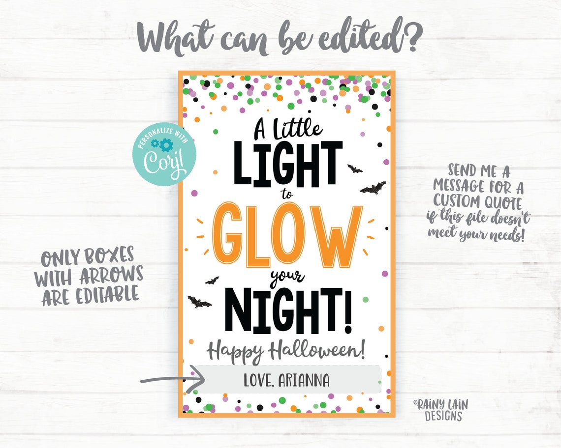 A Little Light to Glow Your Night Halloween Glow Stick Tag, Glow Stick ...