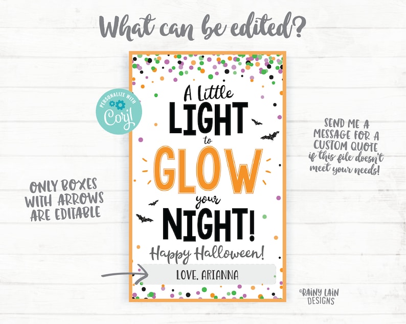 A Little Light to Glow Your Night Halloween Glow Stick Tag, Glow Stick ...