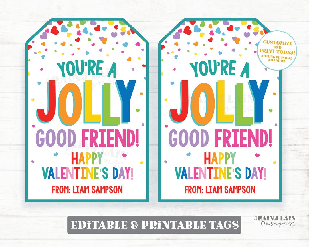 You're a Jolly Good Friend Valentine Tag Happy - Etsy