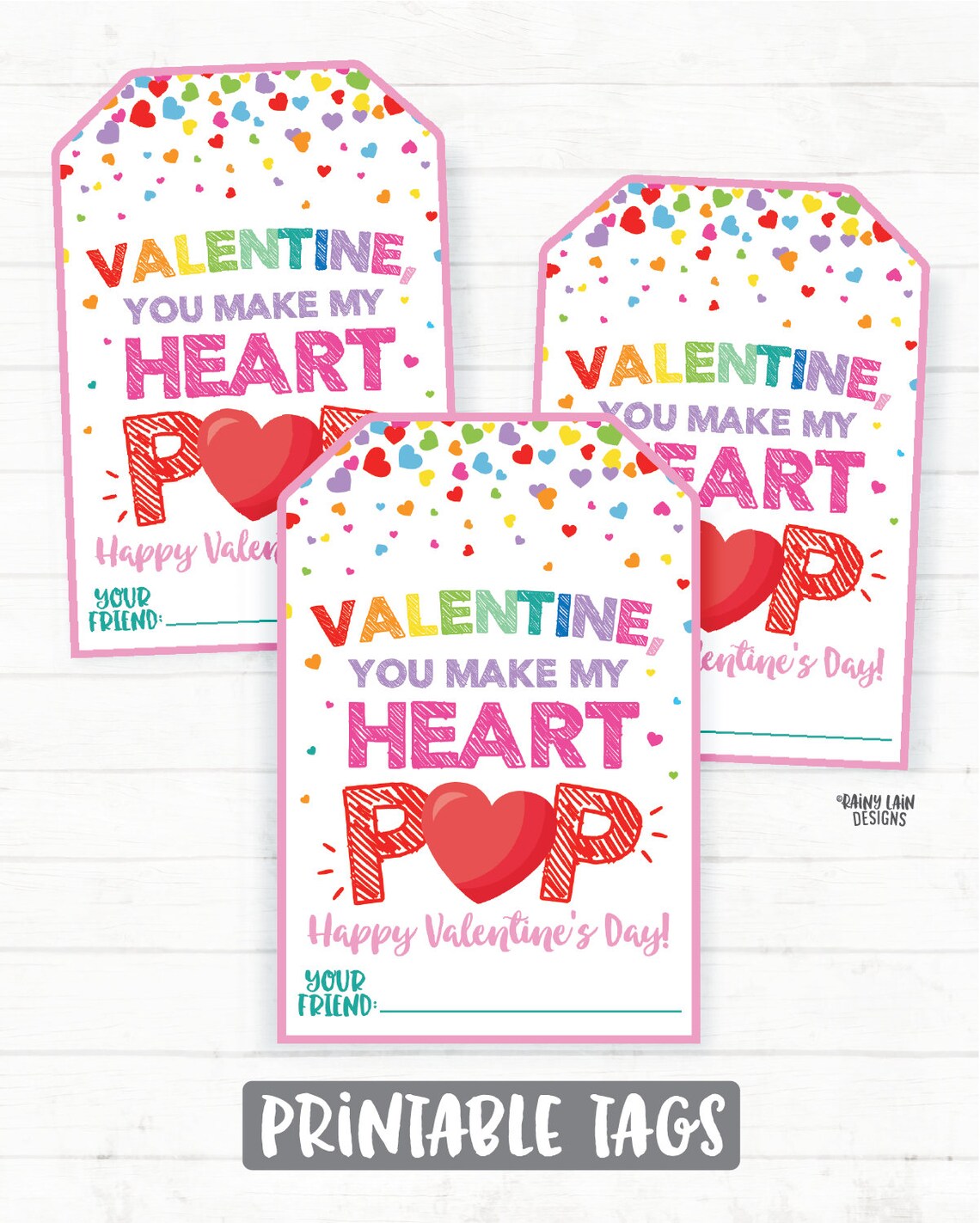 You Make My Heart Pop Valentine Pop Valentine Tag Lollipop | Etsy