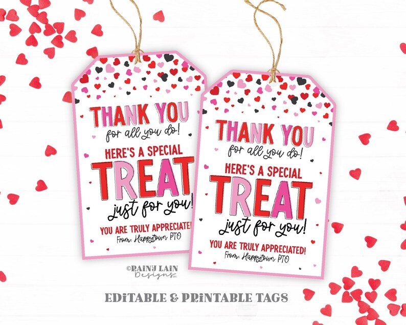 Valentine's Day Thank You Tag, Teacher Appreciation Valentine, Treat ...