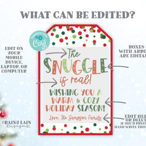 The Snuggle is Real Christmas Gift Tags, Office, Co-worker, Teacher ...