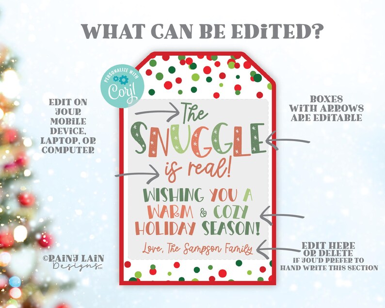 The Snuggle is Real Christmas Gift Tags, Office, Co-worker, Teacher ...