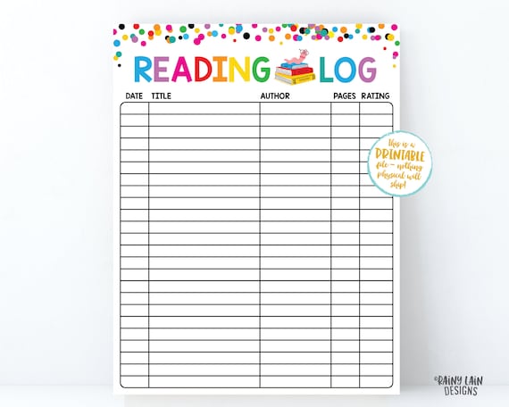 Reading Log Printable Reading Log for Kids Spring Reading | Etsy