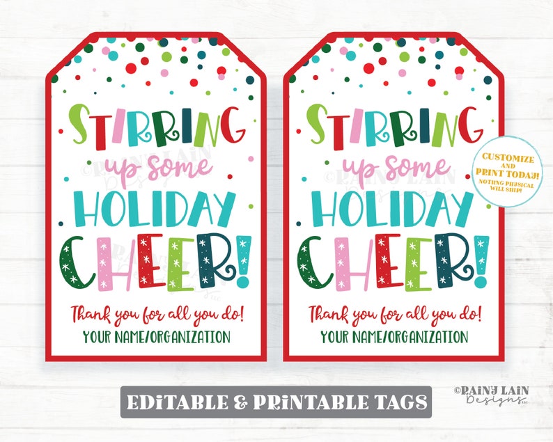 Stirring up Some Holiday Cheer Tags Editable Christmas Tags - Etsy