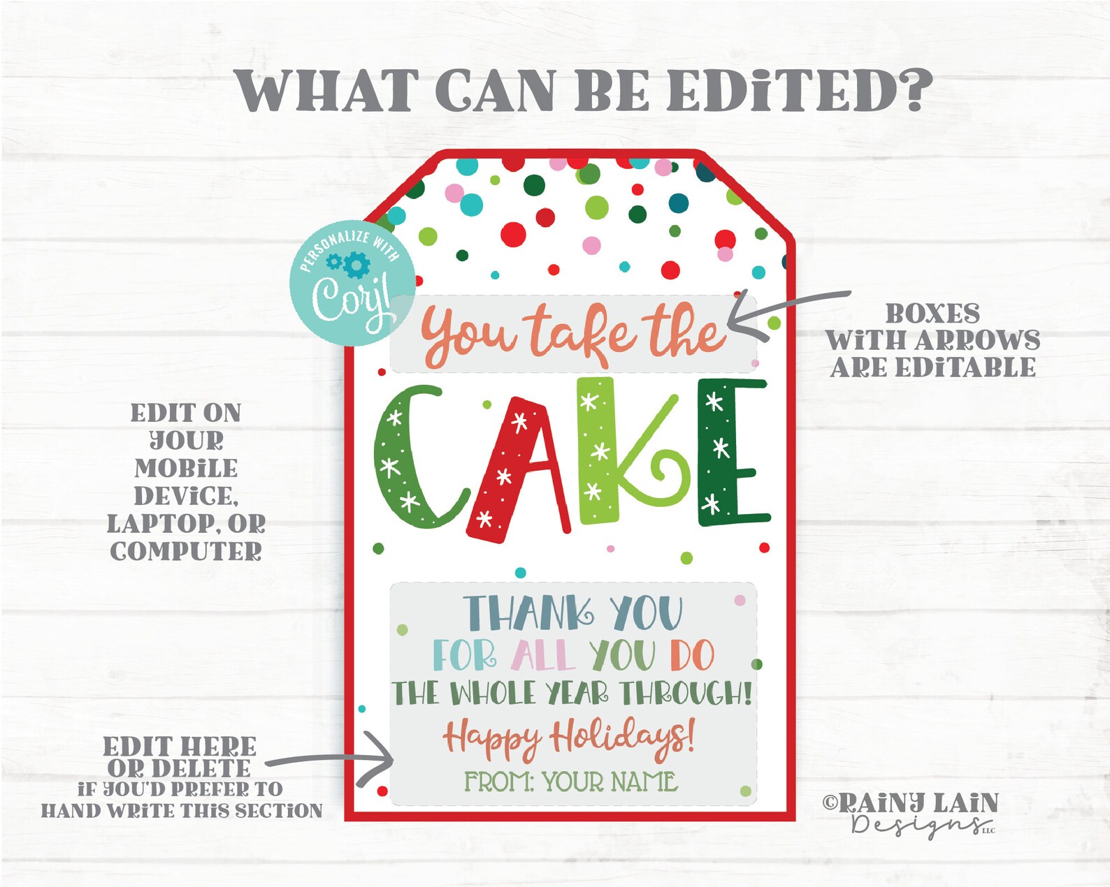 You Take the Cake Tag Holiday Bundt Cake Christmas Cupcake - Etsy