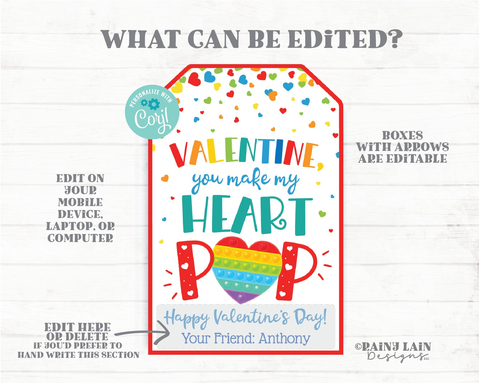 You Make My Heart Pop Tag, Valentine's Day Fidget Toy Gift Tag, Pop ...