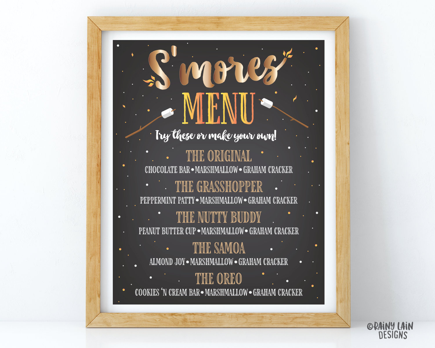 S'mores Menu Printable Smores Menu S'mores Sign | Etsy