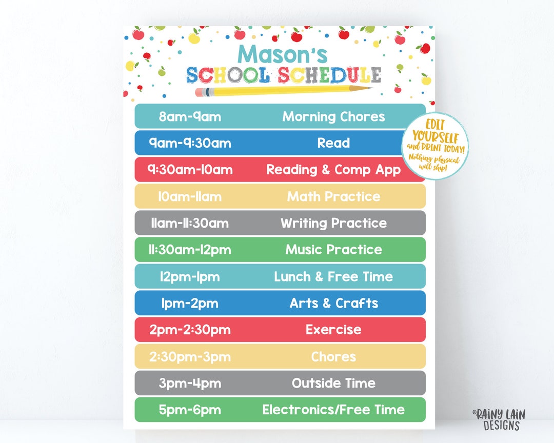 Editable Daily Schedule Kids Task List Template Printable Kids Home ...