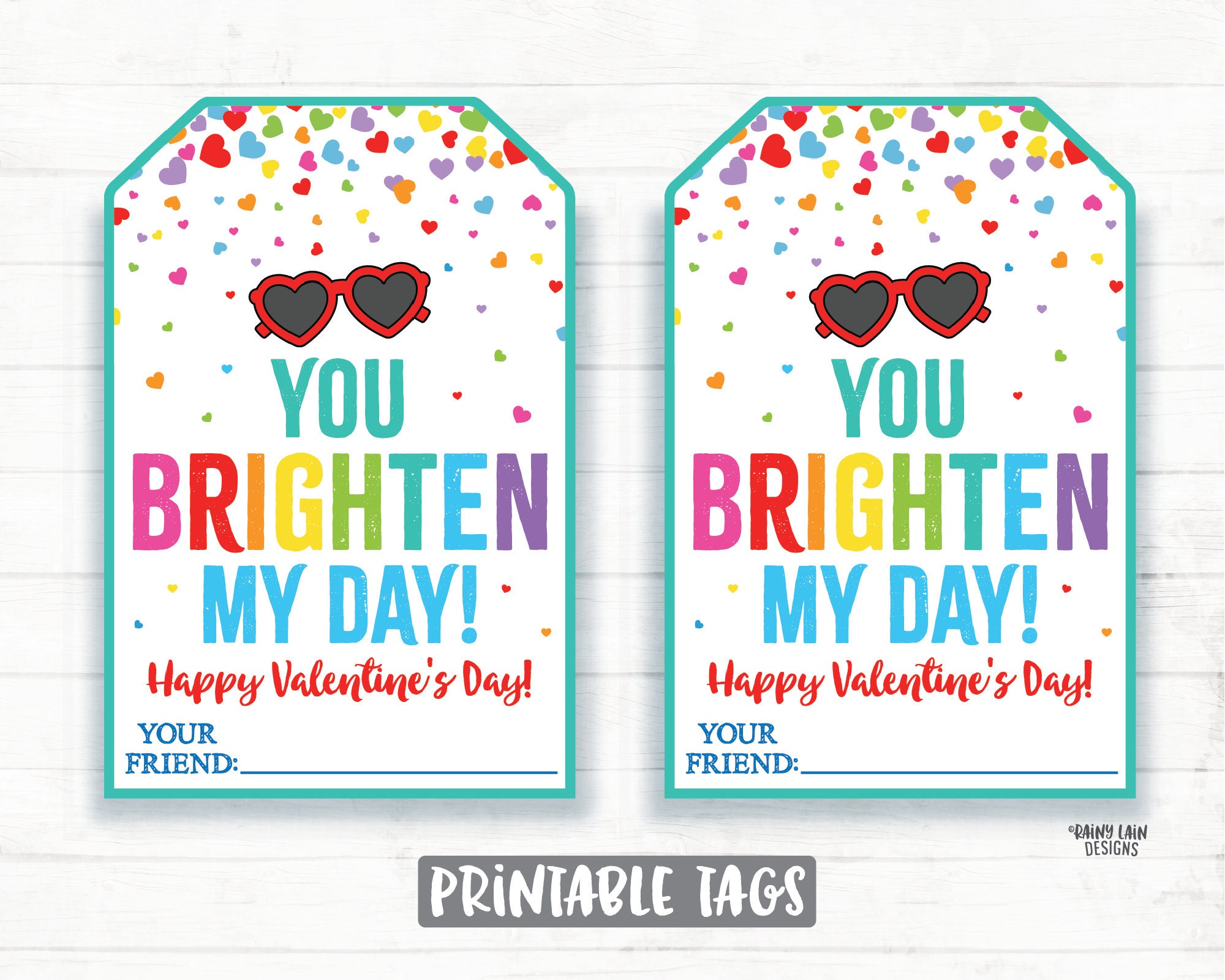 You Brighten My Day Valentine Sunglasses Valentine Tags Sun | Etsy