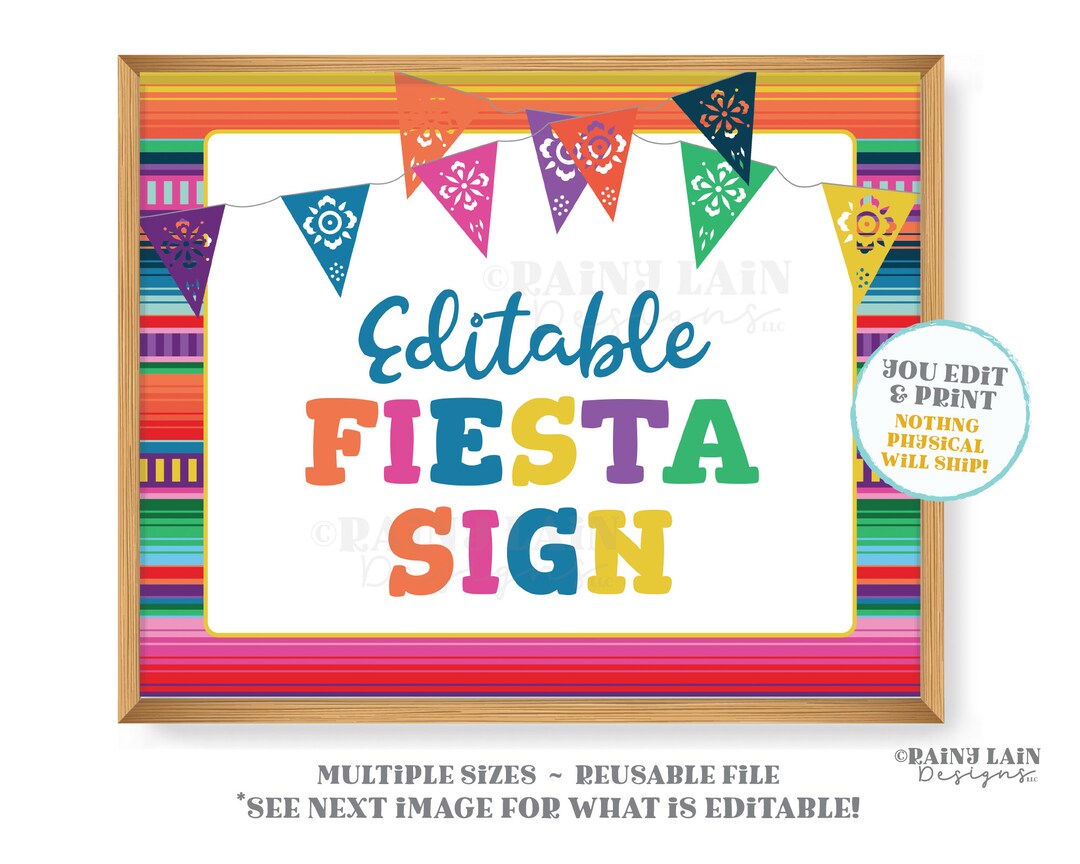 Custom Fiesta Sign Editable Serape Decorations Theme Welcome Fiesta ...