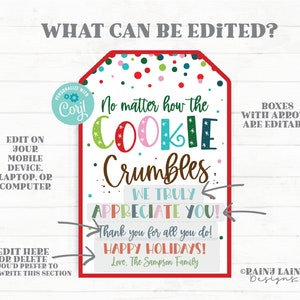 No Matter How the Cookie Crumbles Tag Christmas Appreciation Cookie ...