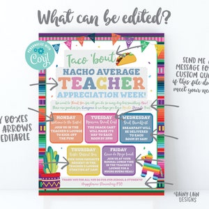 Editable Teacher Appreciation Week Schedule, Teacher Appreciation ...