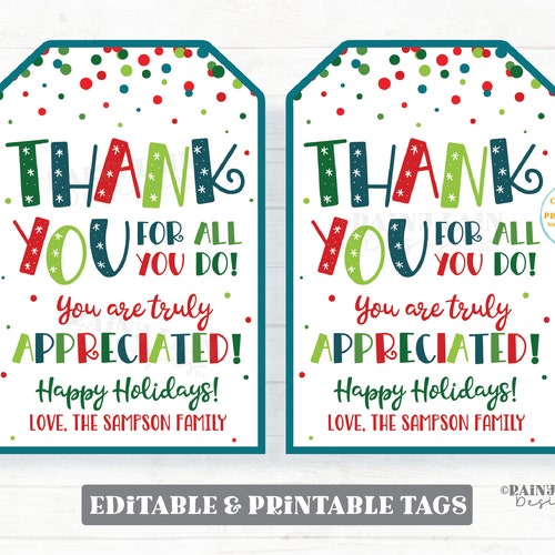 Christmas Gift Tags Thank You Snow Much for All You Do | Etsy