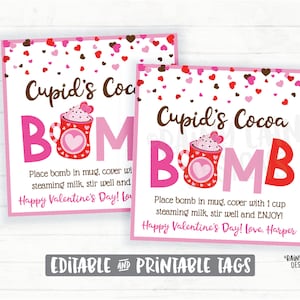 Valentine's Day Hot Chocolate Bomb Tags, Cupid's Cocoa Bomb Tag ...