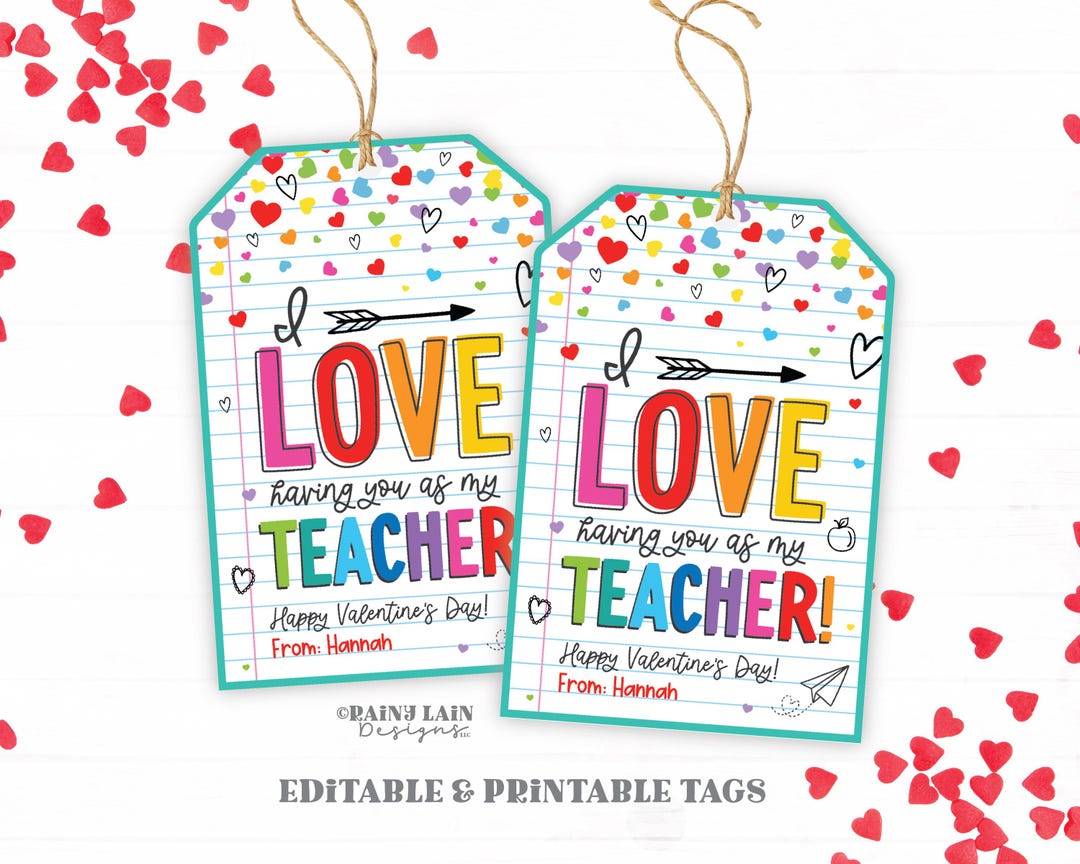 Teacher Valentine Gift Tag, Valentine's Day Gift From Student, Love ...