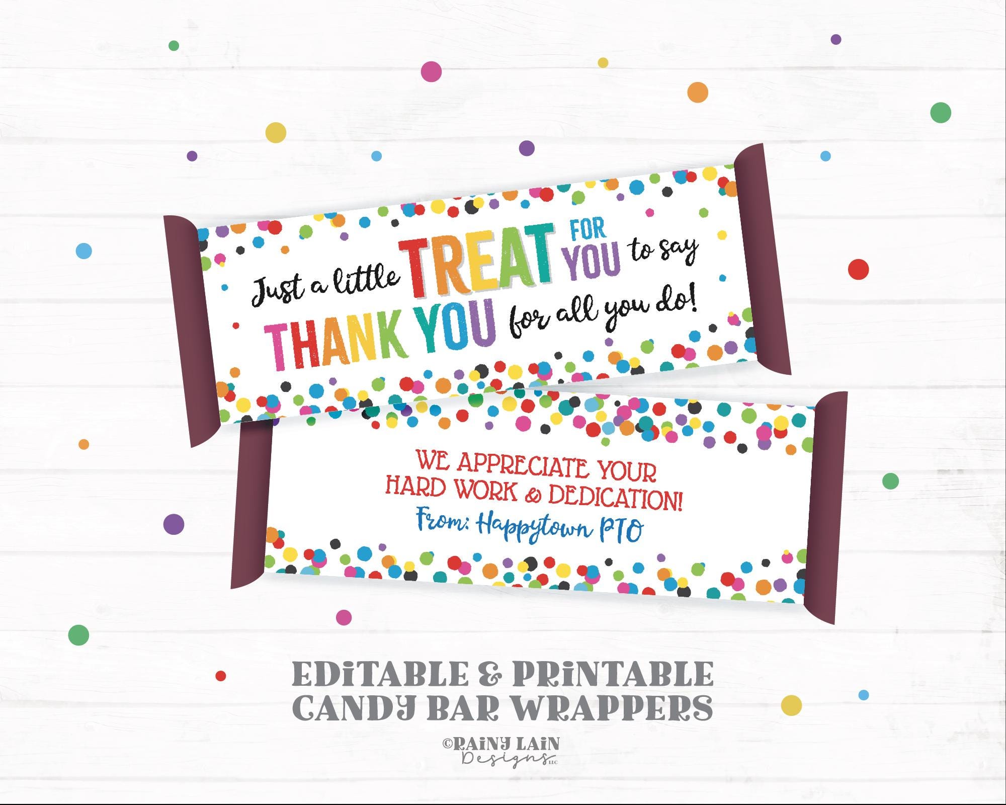 Printable Candy Bar Wrapper, Teacher Appreciation Candy Bar Wrapper ...