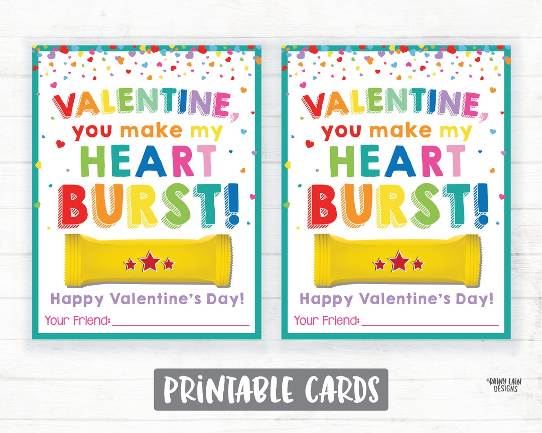 Valentine You Make My Heart Burst Valentine, Star Candy Valentine, Star ...