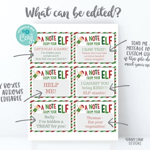Elf Notes, Christmas Elf Cards, Elf Printables, Printable Elf Notes ...