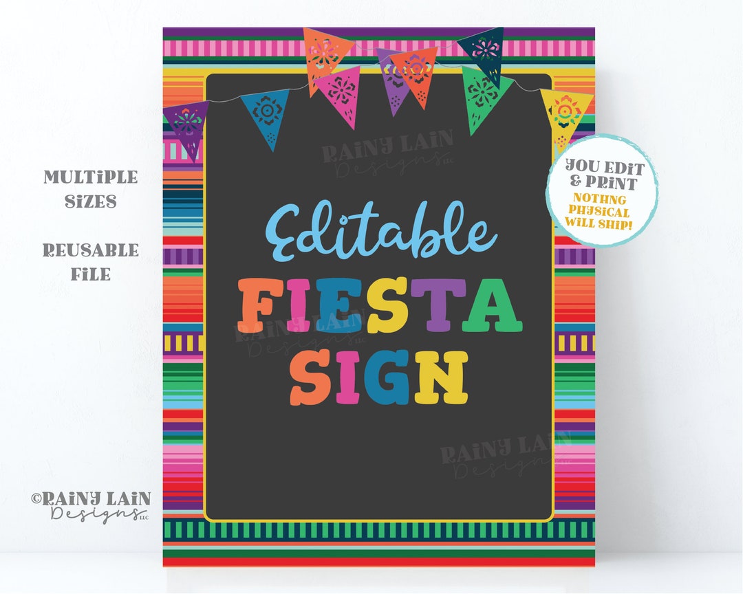 Fiesta Sign Editable Serape Welcome Ideas Custom Decoration Printable ...