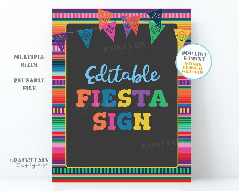 Fiesta Sign Editable Serape Welcome Ideas Custom Decoration Printable ...