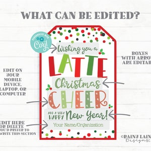 Christmas Coffee Tags Wishing You a Latte Cheer and a Happy New Year ...