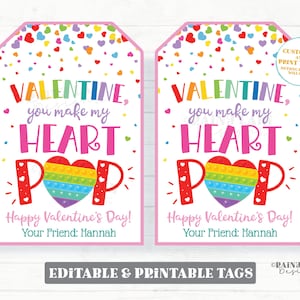Pop Valentine Tag, You Make My Heart Pop Valentine's Day Fidget Toy ...