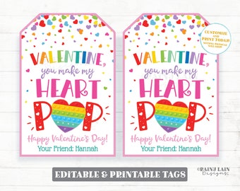 You Make My Heart Pop Valentine's Day Cards & Tags. | Etsy