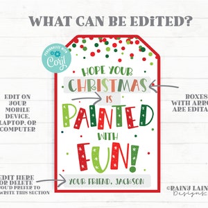 Christmas is Painted With Fun Tag Holidays Paint Gift Tag Winter Break ...