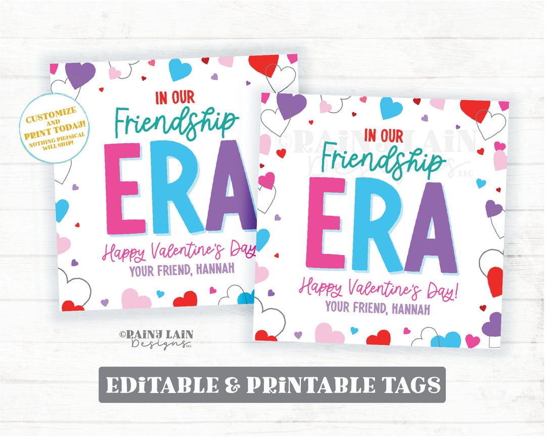 Friendship Bracelet Valentine, Era, Editable Valentine's Day Tag ...