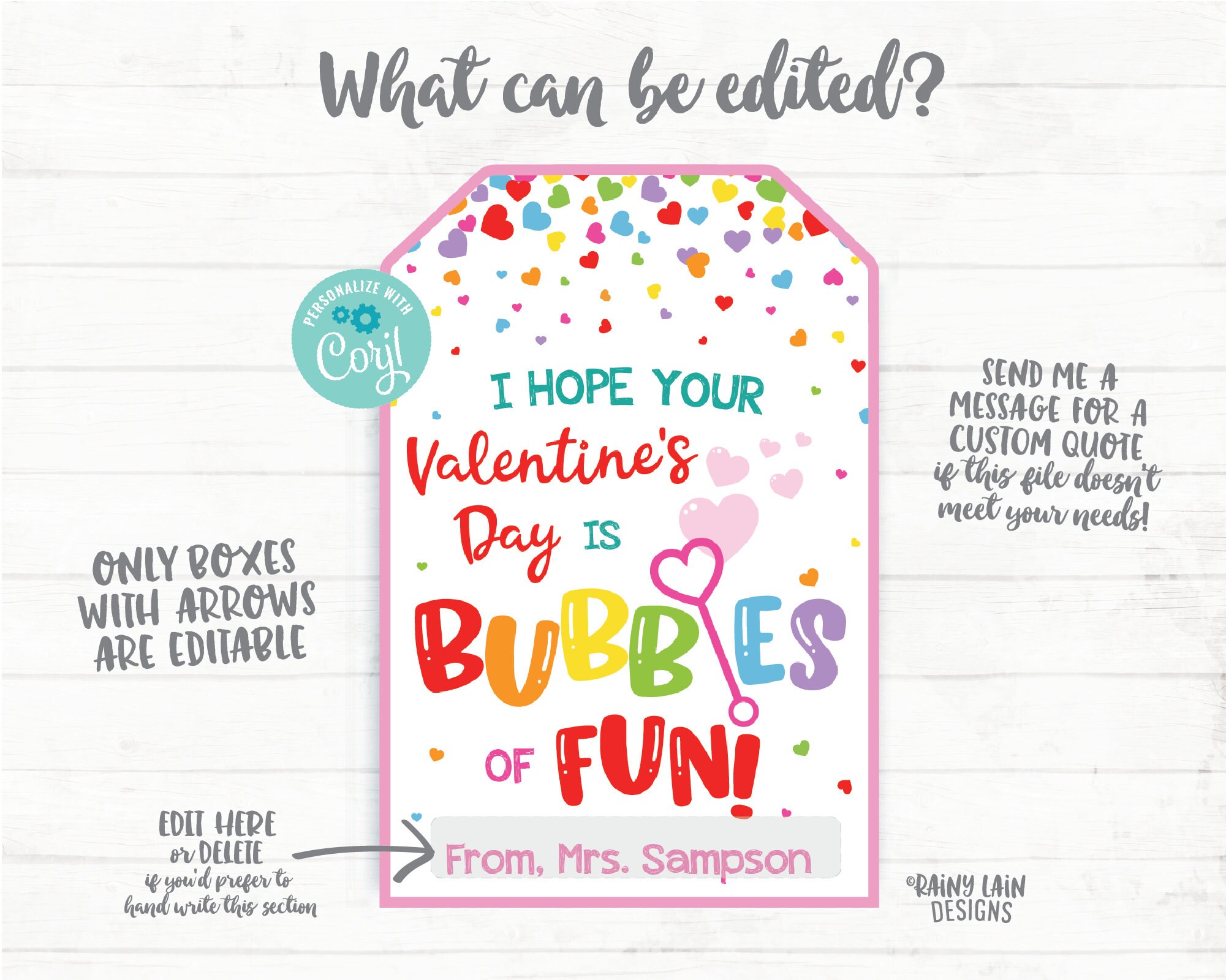 Bubbles of Fun Valentine Tag I Hope Your Valentine's Day | Etsy