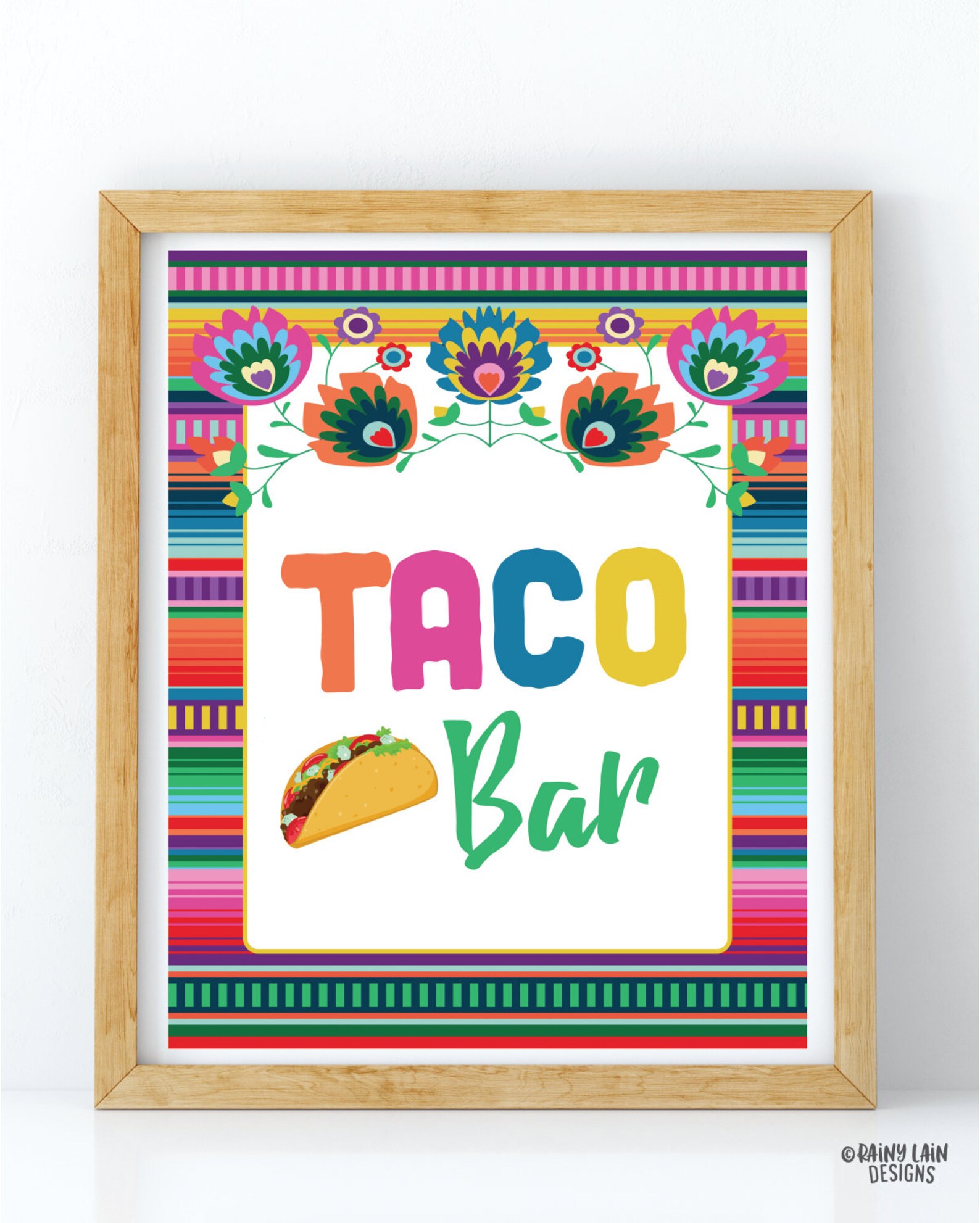 Taco Bar Sign, Printable Taco Sign, Mexican Fiesta Decorations, Taco ...