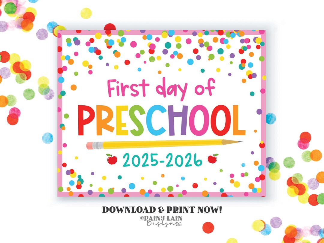 First Day of School Sign 1st Day of Preschool Pre-school Back to School ...