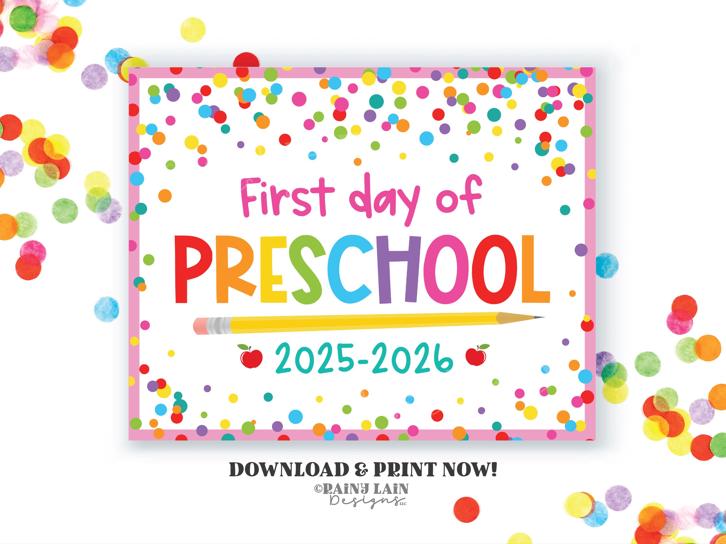 First Day of School Sign 1st Day of Preschool Pre-school Back to School ...