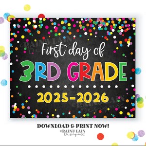 1st Day of 3rd Grade Sign First Day of Third Grade First Day of School ...