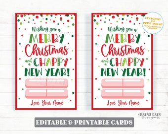 Christmas PRINTABLE 'merry Kissmas and Chappy New - Etsy