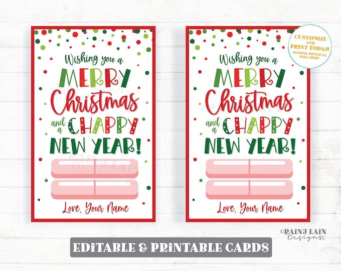 Christmas PRINTABLE 'merry Kissmas and Chappy New Year Gift Tags ...