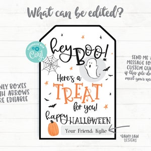 Hey Boo Here's a Treat for You Tags Halloween Printable Halloween Tag ...