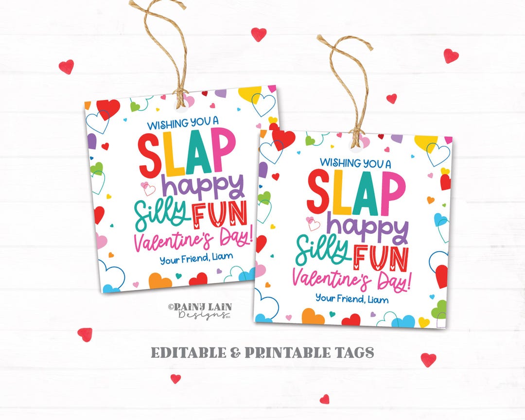 Slap Bracelet Valentine, Slap Happy Silly Fun Valentine's Day Gift Tag ...