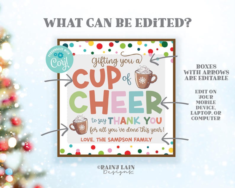 A Cup of Cheer for All You've Done This Year Editable Christmas Gift ...
