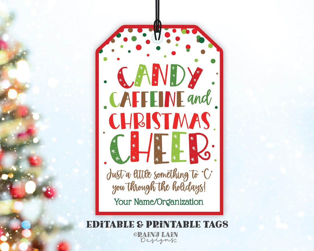 Candy Caffeine and Christmas Cheer Tag Holiday Appreciation Chocolate ...